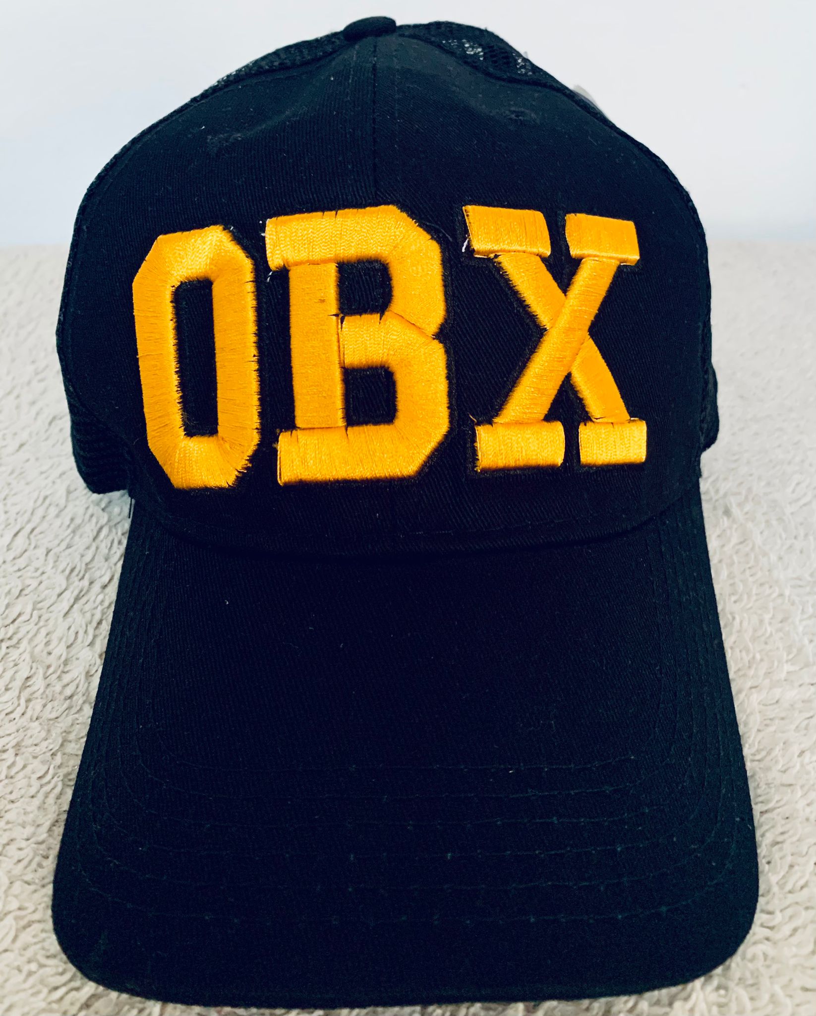 OBX Outer Banks North Carolina Black Embroidered Cap Mesh Back