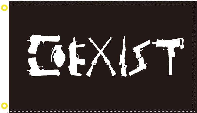 3X5 100D OFFICIAL BANNER COEXIST GUN RIGHTS 2ND AMENDMENT BLACK