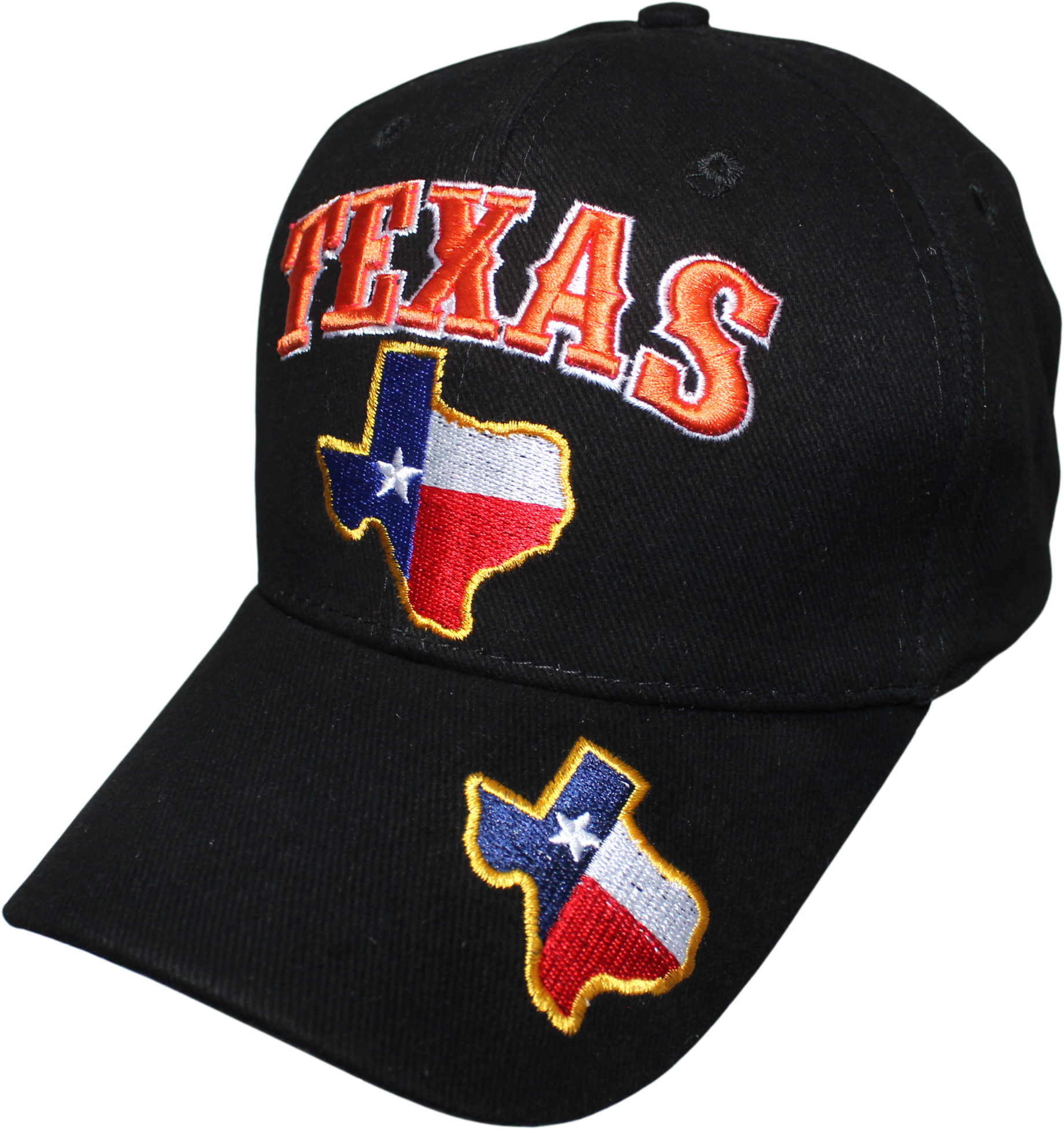 Texas State Map Flag - Black Cap Embroidered Hat