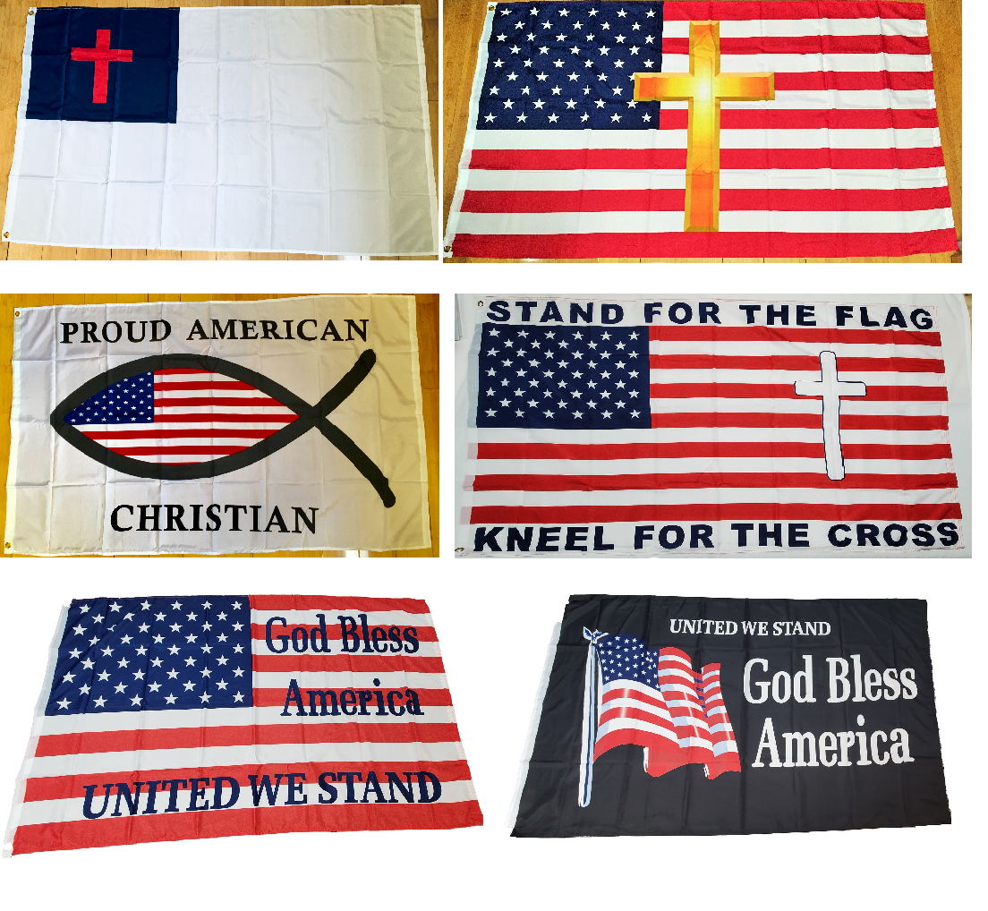 Assorted Six Pack Of Christian And Patriotic 3'X5 Flags Rough Tex® 100