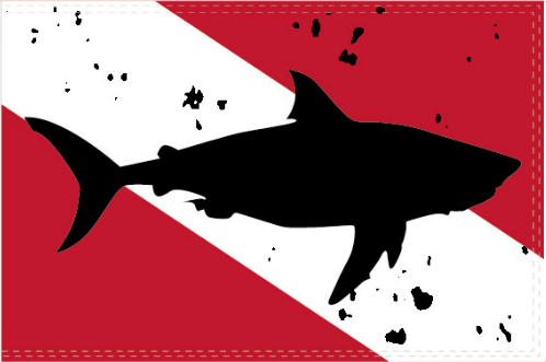 Diver Down Shark 12"x18" Flag ROUGH TEX® 100D With Grommets