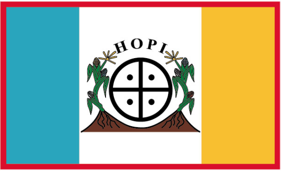 Hopi Official Tribal Banner with Red Border 3'X5' Double Sided Flag Ro