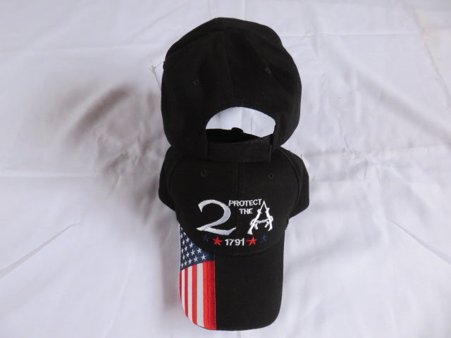Protect the 2A Black USA Flag 2nd Amendment 1791 - Cap America's Gun R
