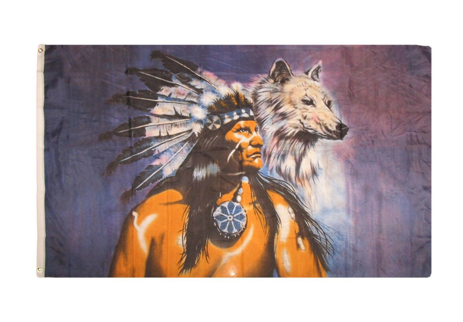 Indian Chief Wolf 3'X5' Flag ROUGH TEX® 100D