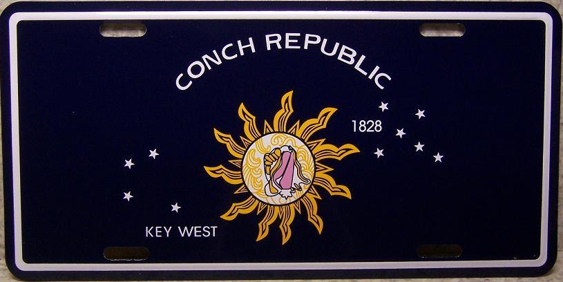 Conch Republic Dark Blue Embossed License Plate