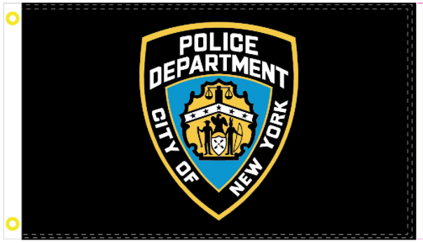NYPD Black 3'X5' Flag ROUGH TEX® 100D