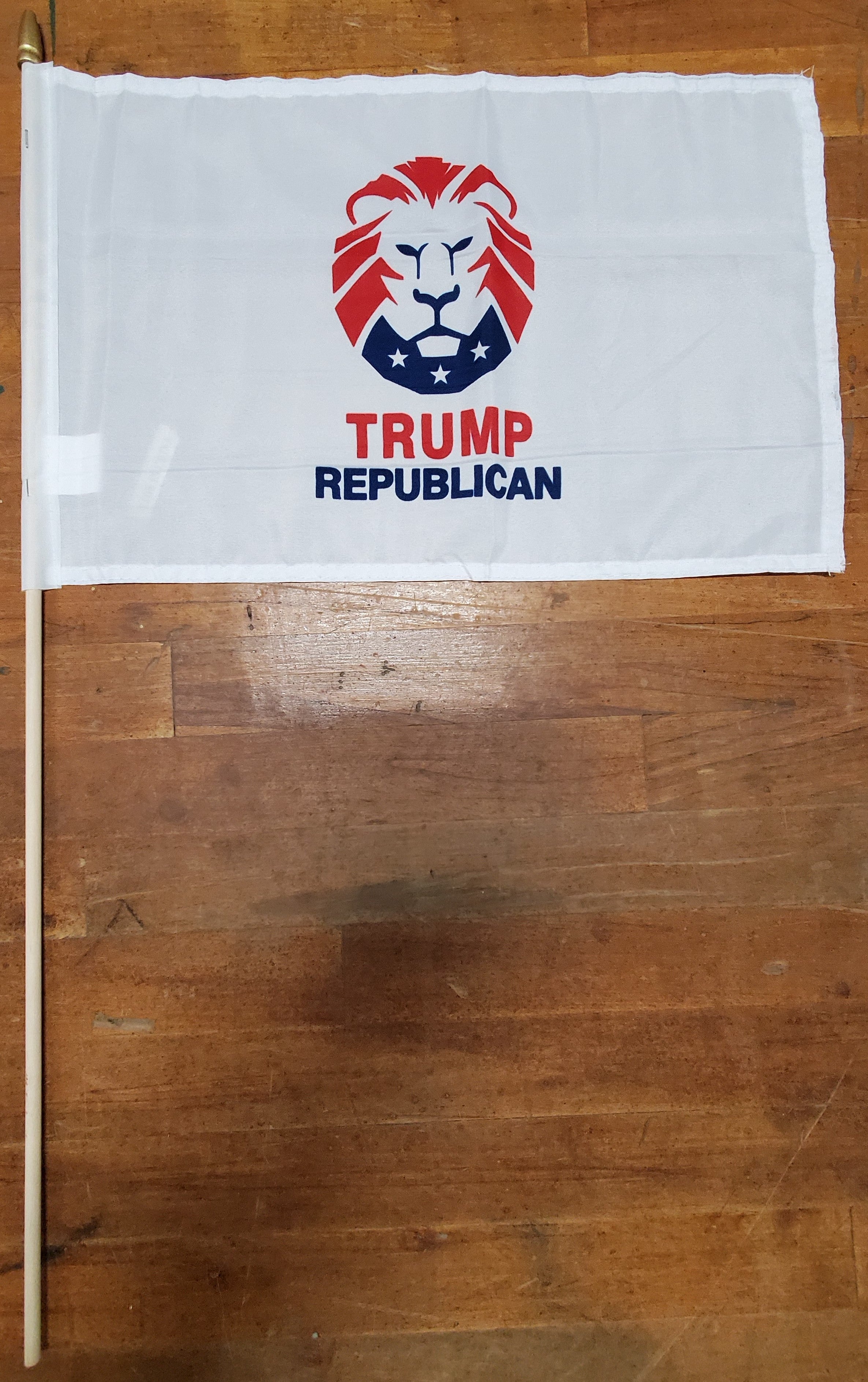 Stick Flags Trump Republican Lion White Flag- 12x18 Rough Tex