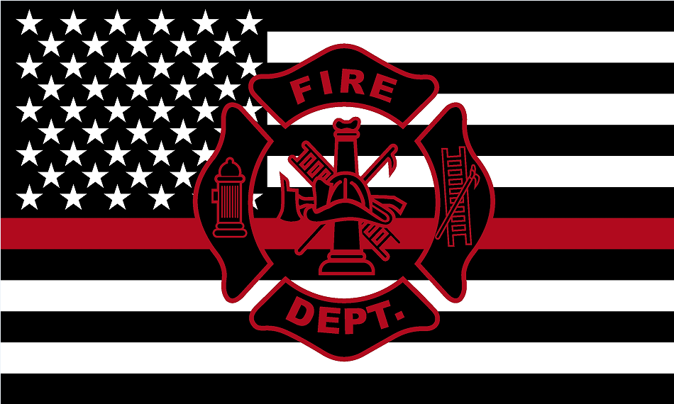 US Fire Department Memorial Red Line 3'x5' Flag ROUGH TEX® 68D Nylon