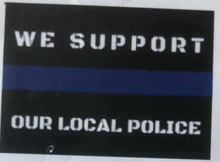 We Support Our Local Police 12"x18" Stick Flag ROUGH TEX® 100D 30" Woo