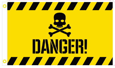 Danger 3'x5' Flag 100D Pirate Skull & Bones Hazard Dangerous Warning