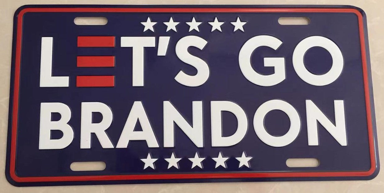 Let's Go Brandon Embossed Aluminum American License Plate Trump