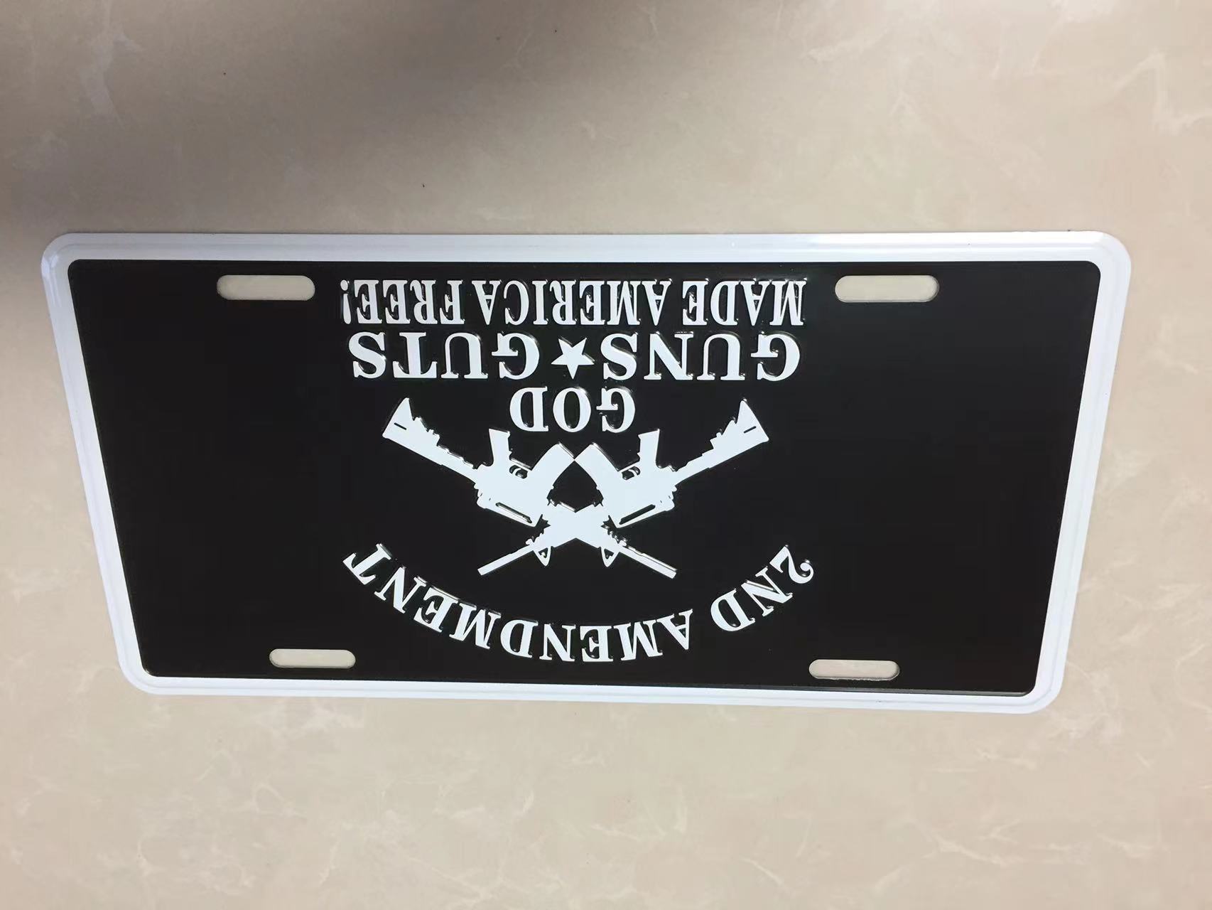 God Guns Guts Made America Free 2A license plate