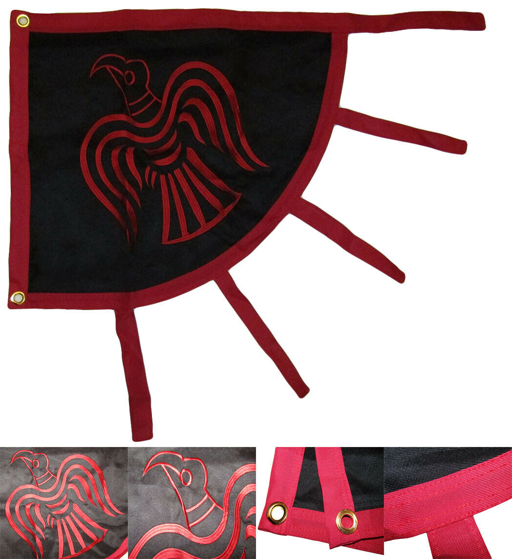 Viking Raven Red and Black Nylon EMBROIDERED 3'X4' Flag ROUGH TEX® 600