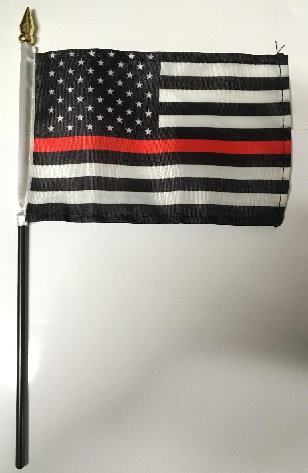 4"x6" Stick Desk Flag US MEMORIAL FIRE DEPARTMENT THIN RED LINE AMERIC
