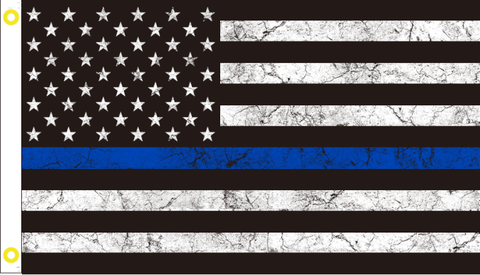USA POLICE MEMORIAL VINTAGE TACTICAL BLUE LINE 3'x5' 100D Flag Rough T